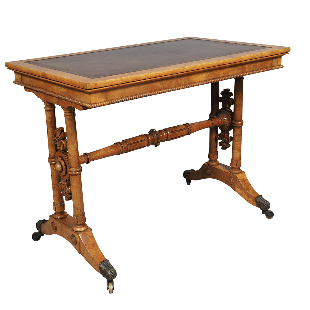 Early Victorian Burr Elm Writing Table - David Neligan Antiques