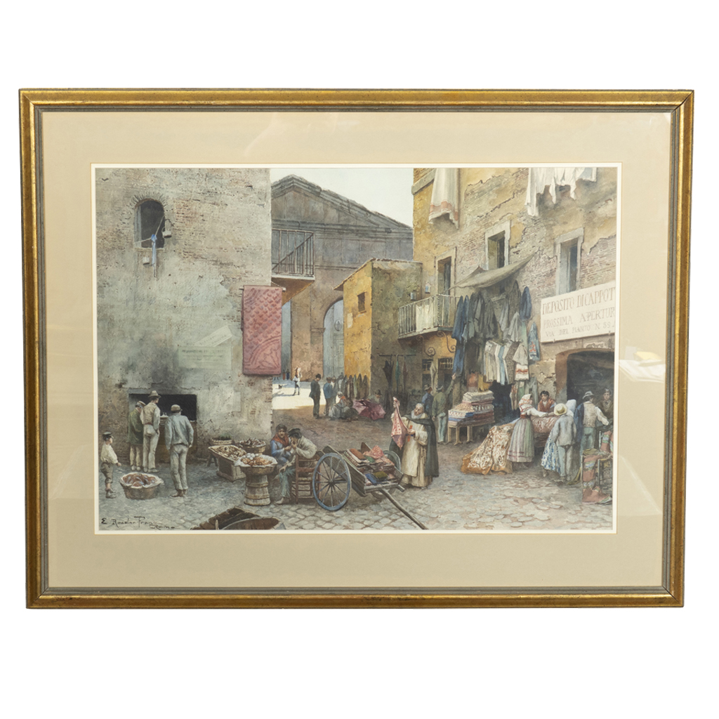 E. Roesler Franz Watercolor of a Roman Street Scene - David Neligan ...