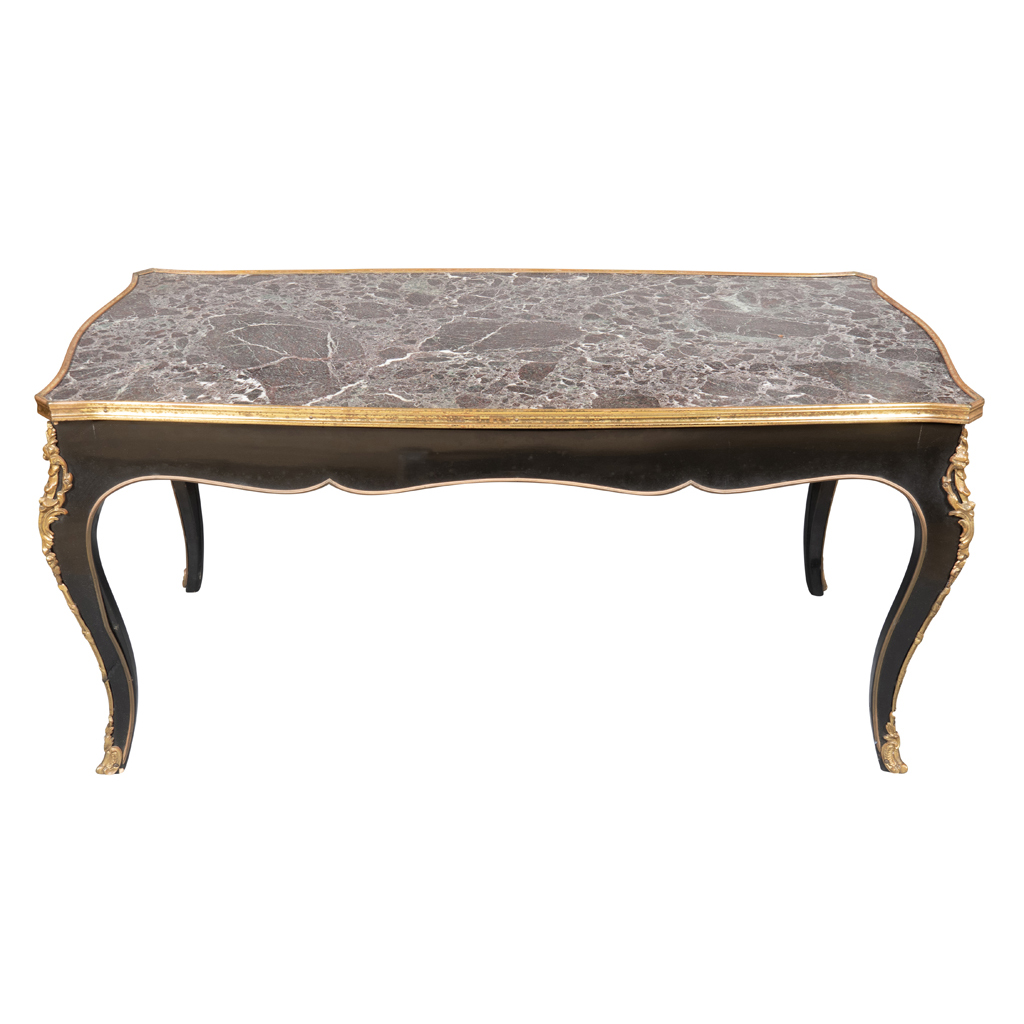French Rococo Style Ebonized Coffee Table - David Neligan Antiques