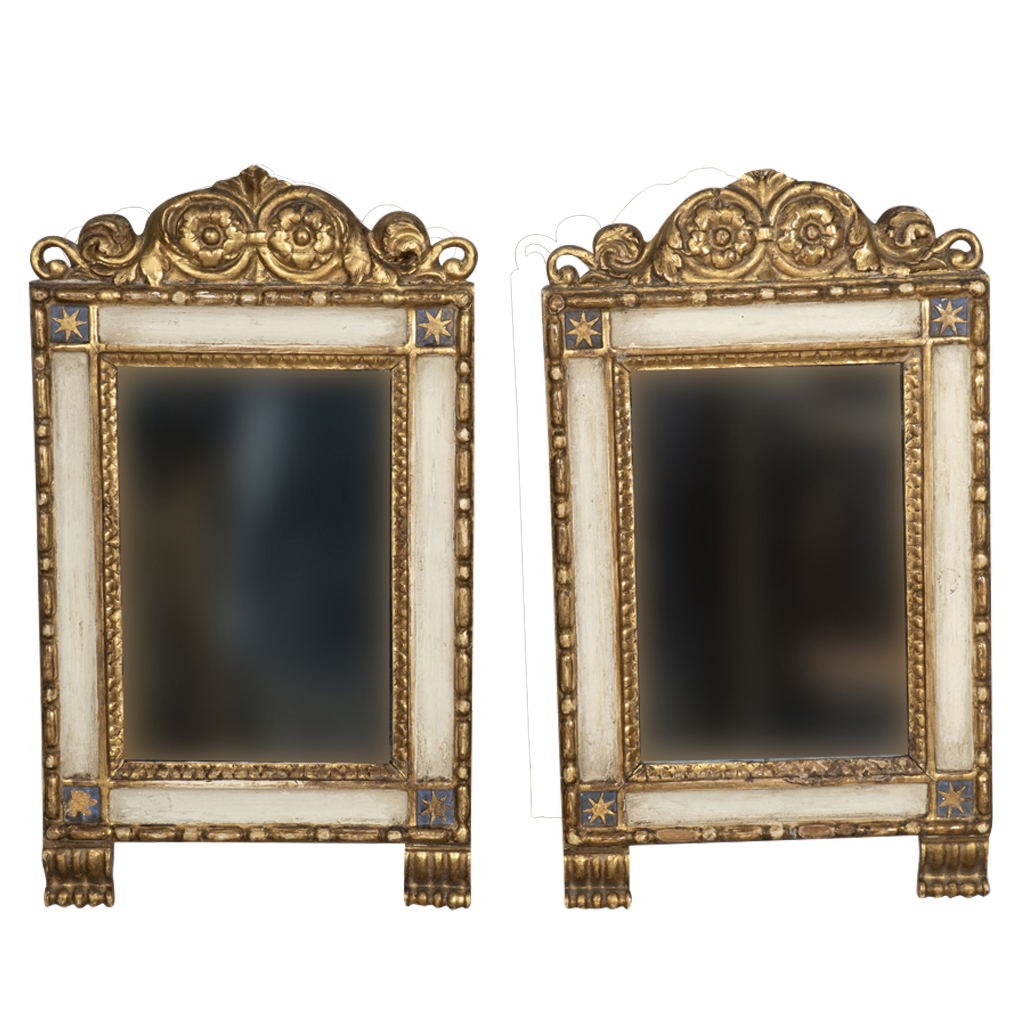 Pair Of Italian Neoclassical Painted and Giltwood Mirrors - David ...