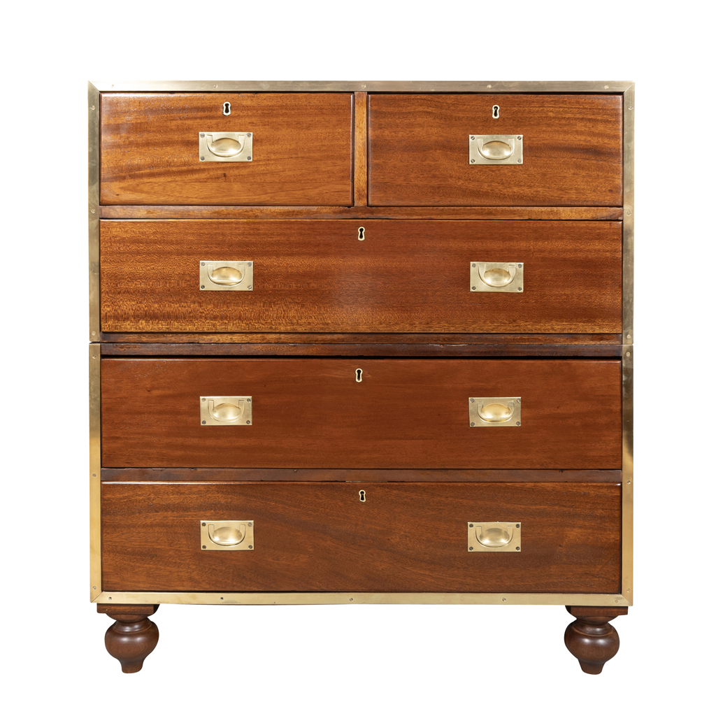Victorian Brass Mounted Mahogany Campaign Chest - David Neligan Antiques