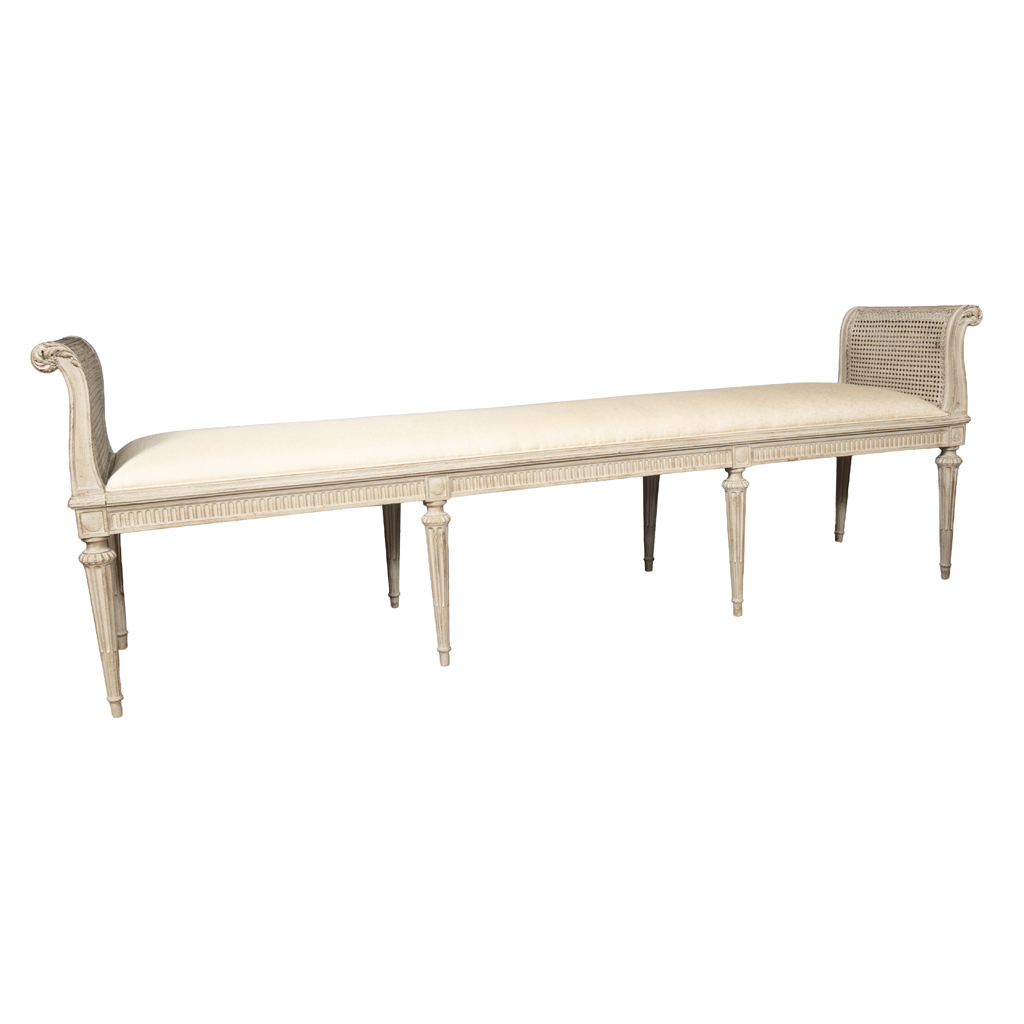 Louis XVI Style Creme Painted Bench - David Neligan Antiques