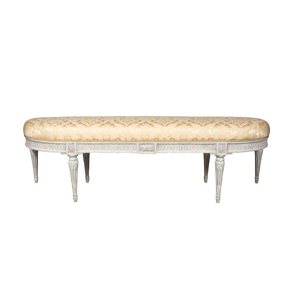 Louis XVI Style Creme Painted Bench - David Neligan Antiques